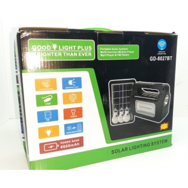 Radio con carga solar GD-8027BT / USB/ Lampara/ Bocina