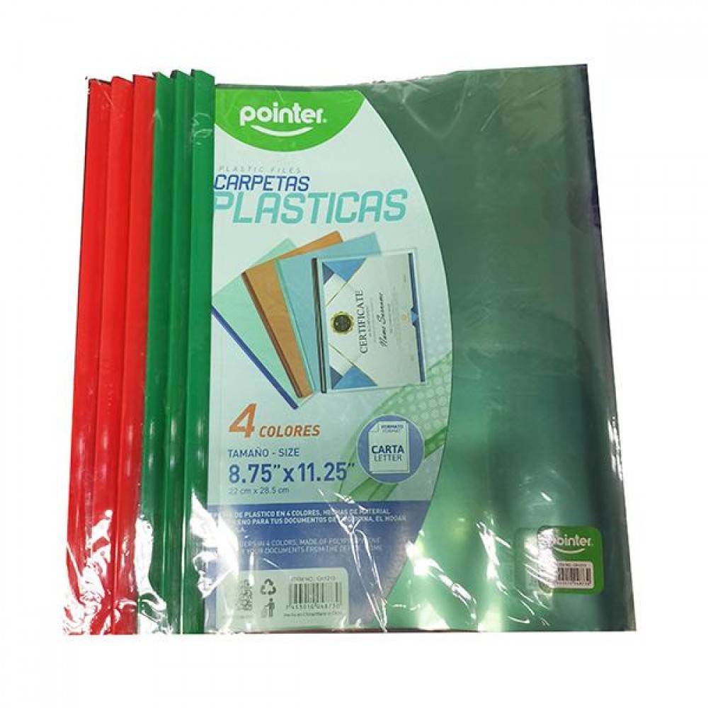 Cartapacio plastico 81/2x11 / 12 pcs.